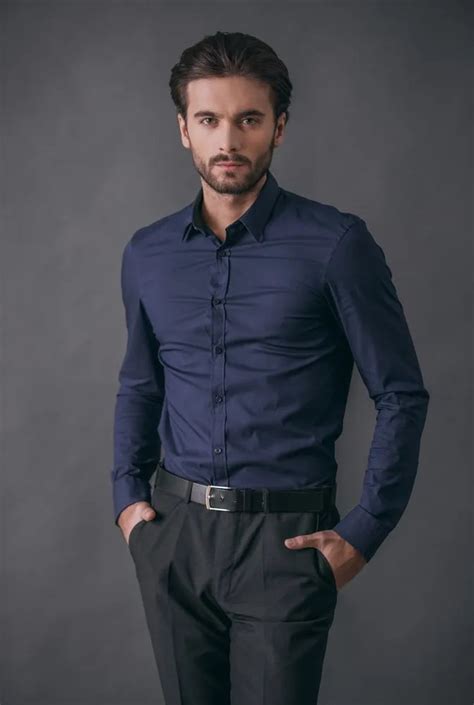 Navy Blue Dress Shirt With Black Pants