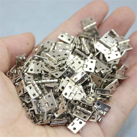 20pcs Mini Brass Hinges 1 4in 4 Hole Folding Small Hinge With Screws For Doll Houses Cabinets