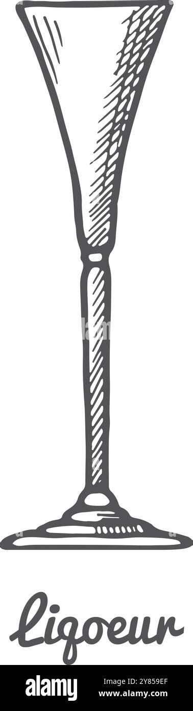 Liquor Glassware Sketch Goblet Shape Glass Drawing Stock Vector Image