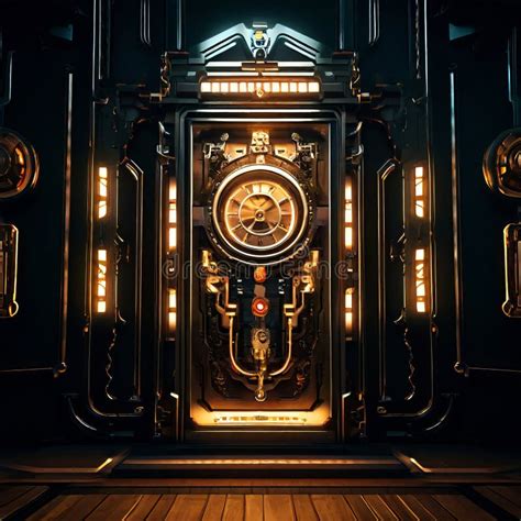 An Elevator Designed To Look Like A Time Machine With Steampuk Stock Illustration Illustration