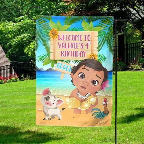 Moana Birthday Garden Flag Moana Double Sided Garden Flag Birthday
