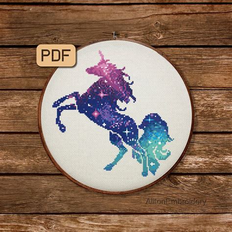 Galaxy Unicorn Cross Stitch Pattern Counted Crossstitch Pdf