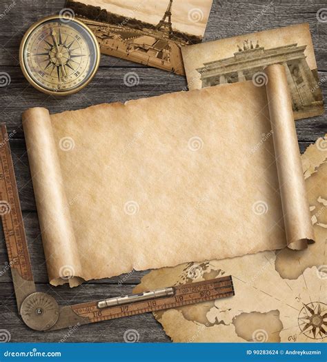 Old Map Background With Compass Adventure And Travel Concept 3d