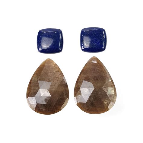 Chocolate Sapphire And Lapis Lazuli Gemstone Rose Cut And Cabochon 70