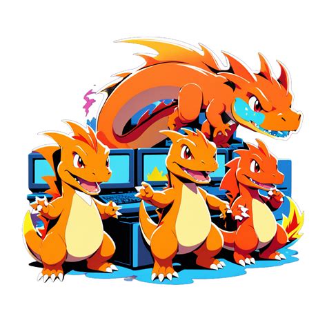 I Made An Ai Sticker Of Charmander Charmeleon And Charizard As 1990s