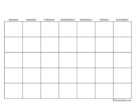 Printable Monthly Weekly And Yearly Blank Calendar Templates Blank