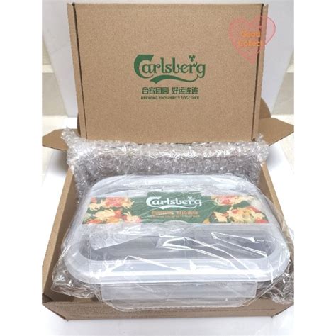 Carlsberg Heat Resistance Borosilicate Glass Microwaveable Rectangle Storage 2 Compartment