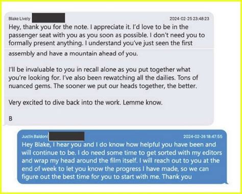 Justin Baldoni And Blake Livelys Alleged Text Messages Every Screen