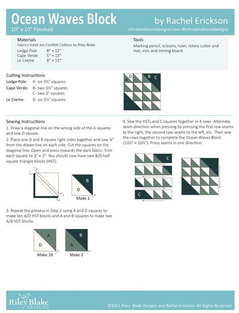 Ocean Waves Quilt Block Pattern