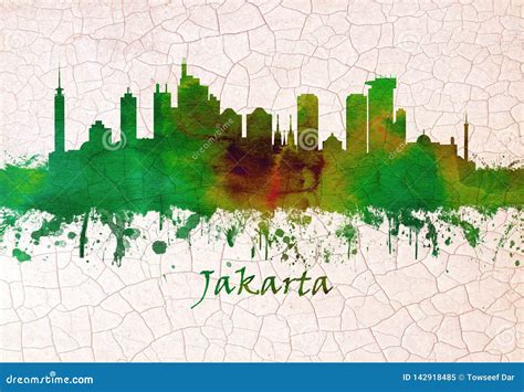 Jakarta Indonesia Skyline Stock Illustration Illustration Of Asia