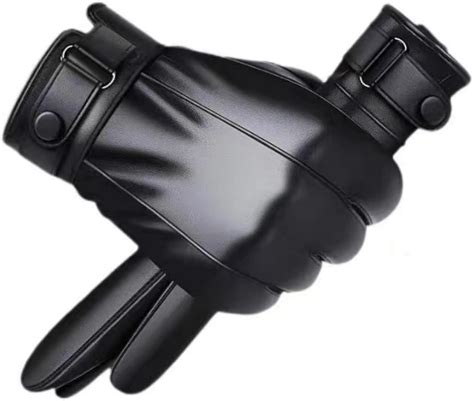 Poonwei Leather Gloves For Men Winter Warm Touch Screen Motor Gloves