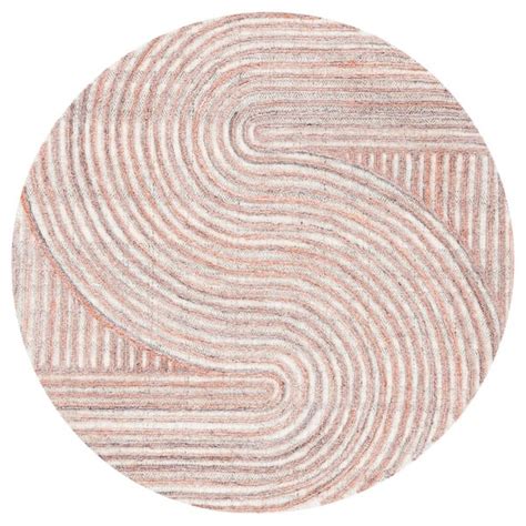 Safavieh Southampton 6 Ft X 6 Ft Rust Meander Striped Round Area Rug