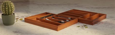 Faara Homes® Premium 6 Partition Cutlery Tray 30x40 Cm Brown Drawer