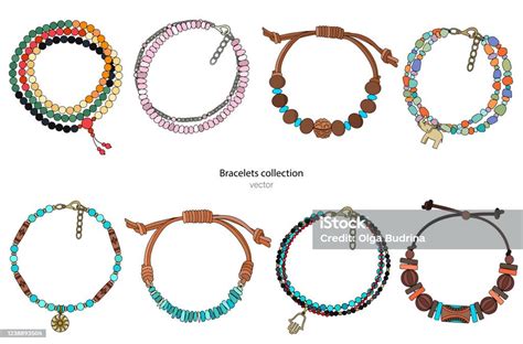 Koleksi Gelang Buatan Tangan Dalam Gaya Etnis Ilustrasi Stok Unduh Gambar Sekarang Gelang