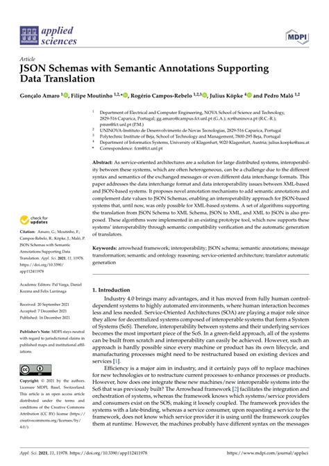 Pdf Json Schemas With Semantic Annotations Supporting Data Translation