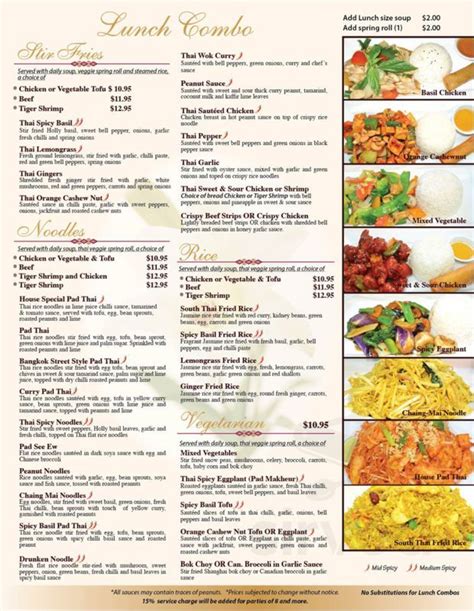 Menu For Lily Thai Cuisine In Georgetown On Sirved