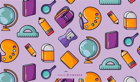 School Elements Illustration Pattern Design Vector Download