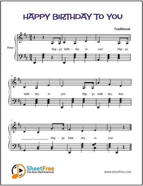 Printable Happy Birthday Sheet Music