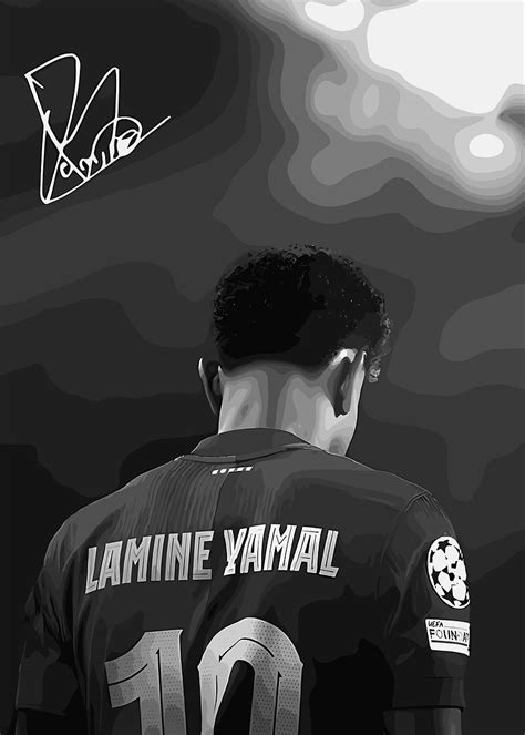 Lamine Yamal Black And White Portrait Poster Picture Metal Print