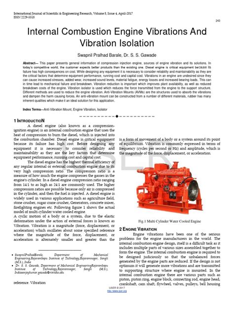 Internal Combustion Engine Vibrations And Vibration Isolation Pdf