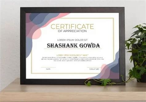 A4 Certificate Photo Frame With Clear Glass Wood Frame Table And