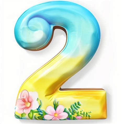 Creative Digital Art Style With Number Two