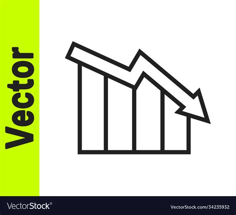 Black Line Financial Growth Decrease Icon Isolated