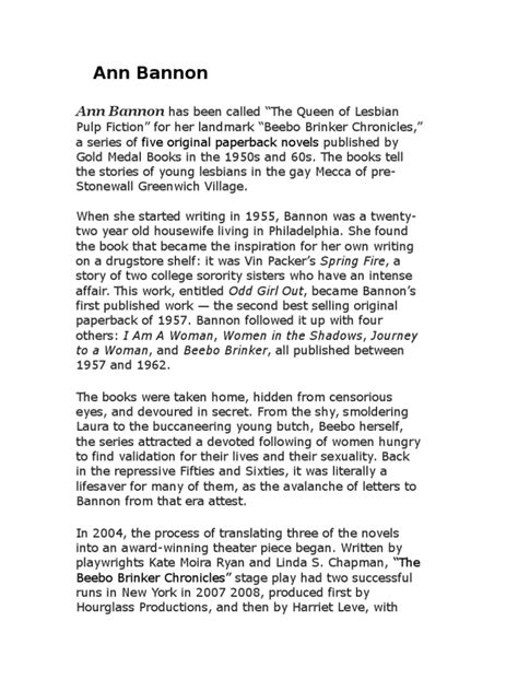 Ann Bannon Overview Pdf