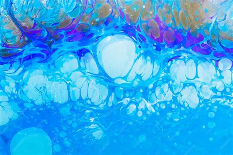 Dessin Bleu Dans La Technique Ebru Photo Premium