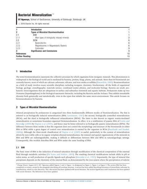 Pdf Bacterial Mineralisation