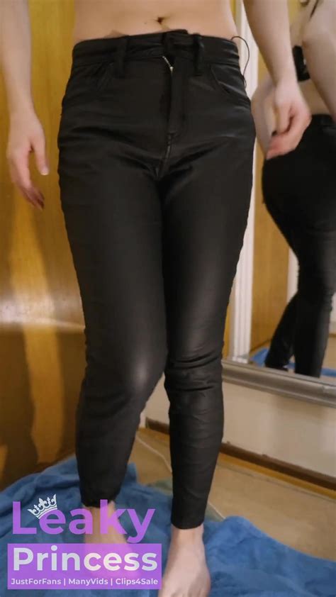 Girl Is Pissing In Leather Pants