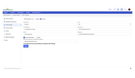 Smtp Settings Infoveave Help