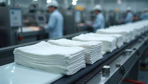 Disposable Diaper Production At Factory Automated Manufacturing