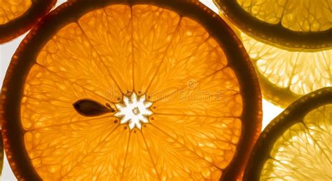 Backlit Citrus Fruit Slices On White Background Stock Illustration Illustration Of Delicious