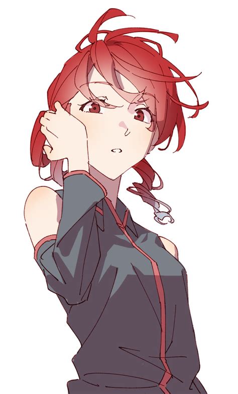 Yasutange Kasane Teto Kasane Teto Utau Utau 1girl Adjusting Hair Antenna Hair Black