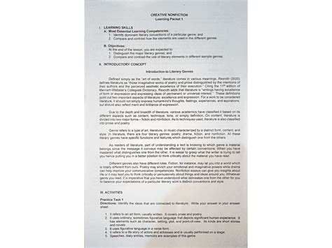 Creative Non Fiction Docsity