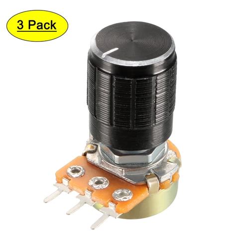 Uxcell 3packs Variable Resistors Single Turn Rotary Carbon Film Taper