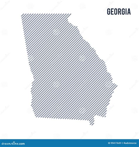 Vector Abstract Hatched Map Of State Of Georgia With Oblique Lines Isolated On A White