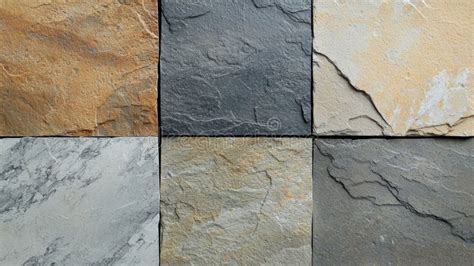 Samples Of Natural Slate Stone In Various Colors Are Arranged Creating
