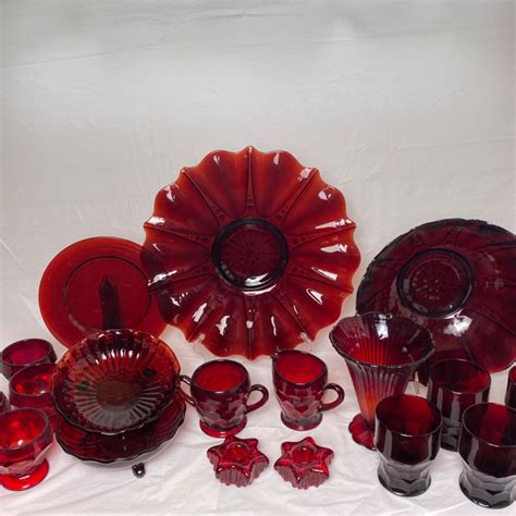 Lot 135 Royal Ruby Red Glassware Set By Anchor Hocking Legacies Estate Sales And Online Auctions