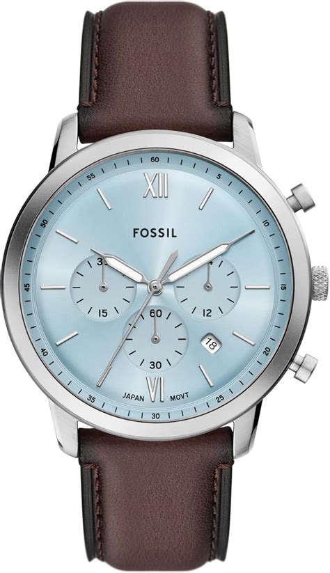 Fossil Mens Neutra Chronograph Brown Leather Watch Fs6109 Blue 44
