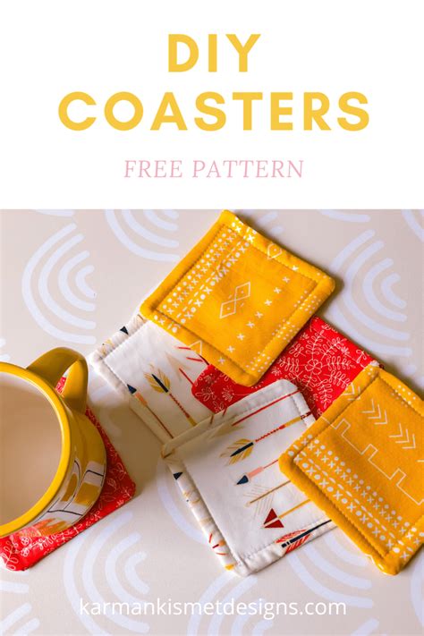 Diy Sewing Coaster Project Learn How To Sew Coasters Free Pattern Karmaandkismet Fabric