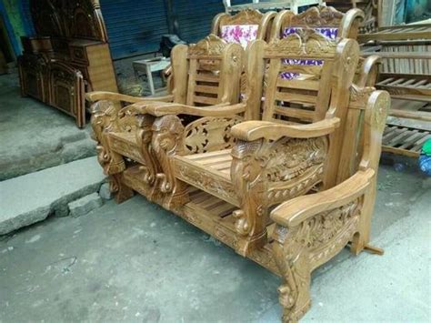 Teak Wood Wooden 5 Siter Sofa Set At ₹ 22000piece In Saharanpur Id