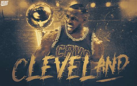 Download Free Lebron James With Cool Championship Trophy Wallpaper