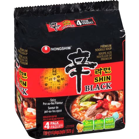 Nongshim Shin Black Ramyun Noodles With Soup Mix 4 Pack 4case Rich