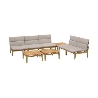 Arno Outdoor 8 Piece Teak Wood Seating Set In Beige Olefin Bed Bath