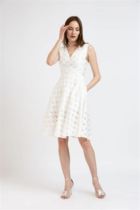 Rochie Midi Brocard Alb Malluce