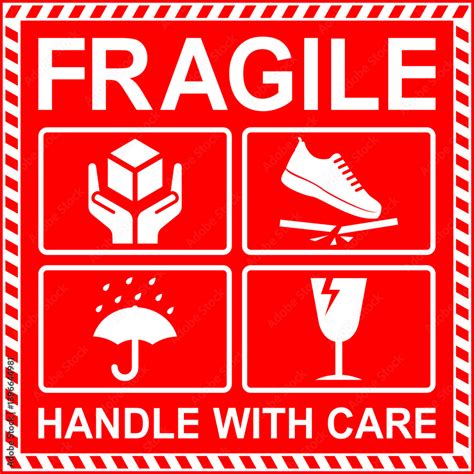 Fragile Handle With Care Shipping Label Vector Packaging Signage And
