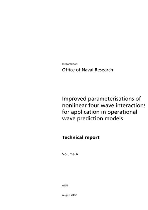 Pdf Improved Parameterisations Of Nonlinear Four Wave Interactions For Application In