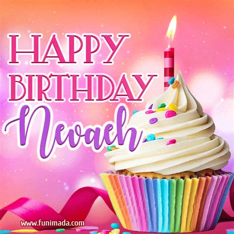 Colorful Cupcake Happy Birthday Nevaeh Animated  Download On